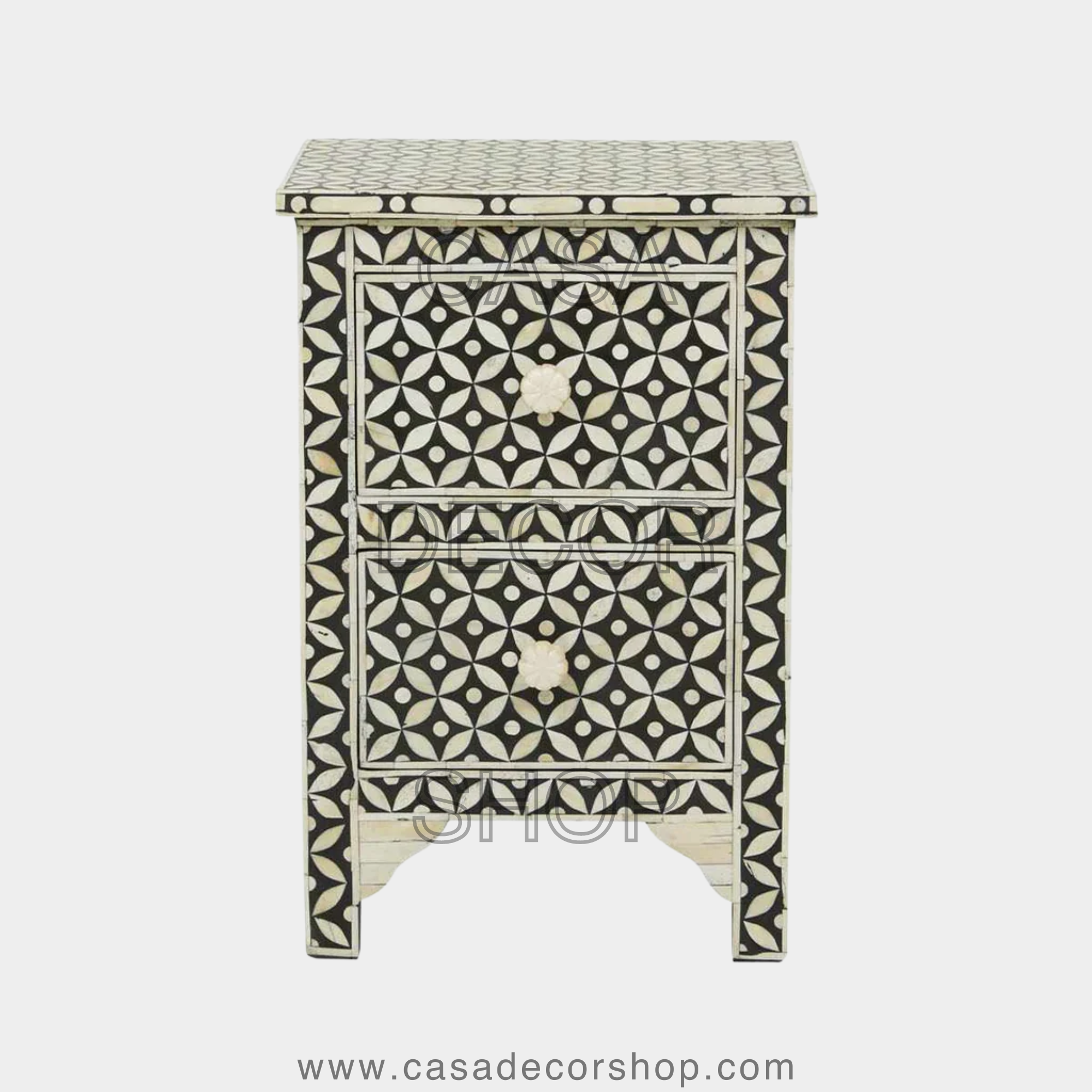 Bone Inlay 2-Drawer Bedside Eye Pattern – CASA DECOR SHOP
